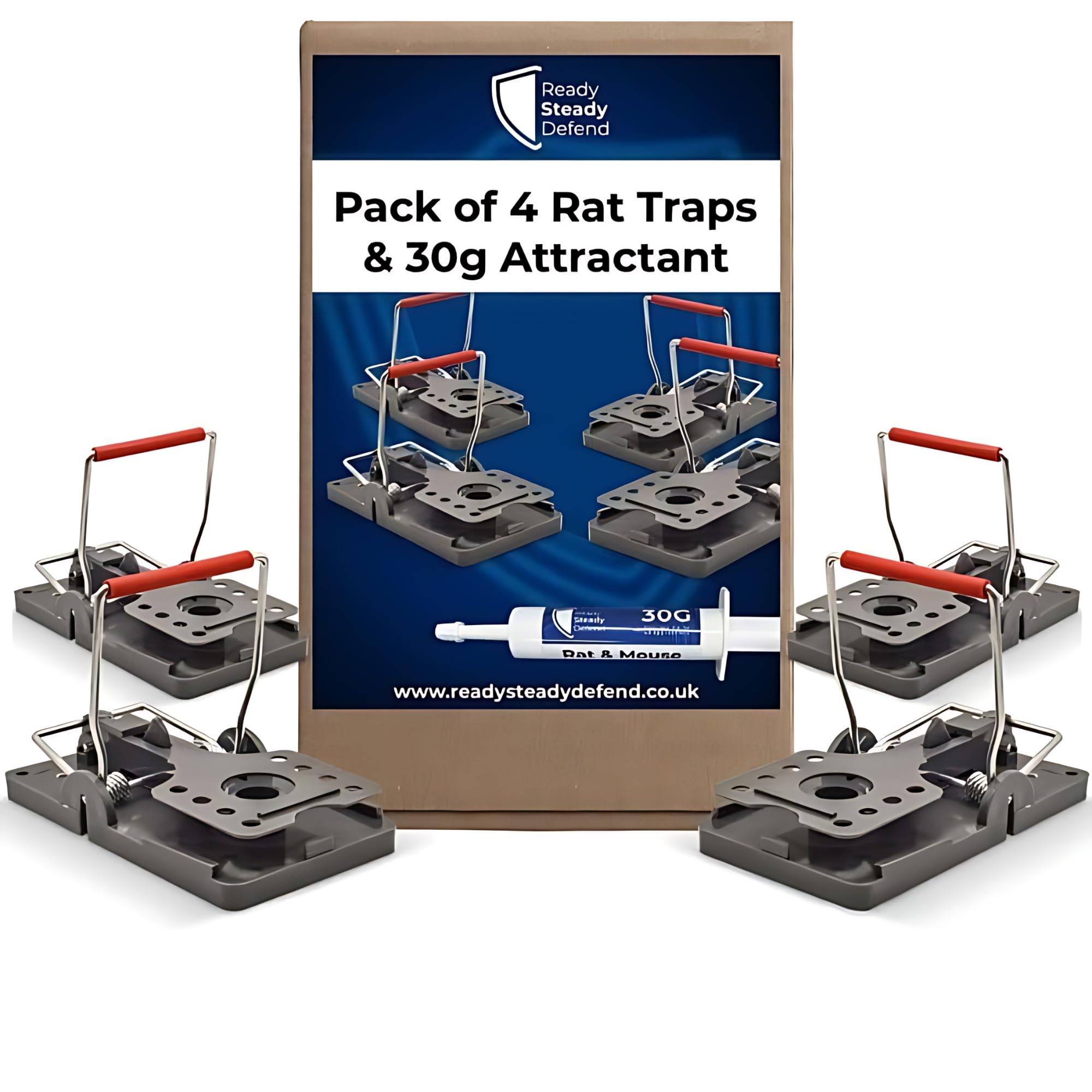 Rat Control Kit with Professional Traps & 30g Bait Attractant Syringe