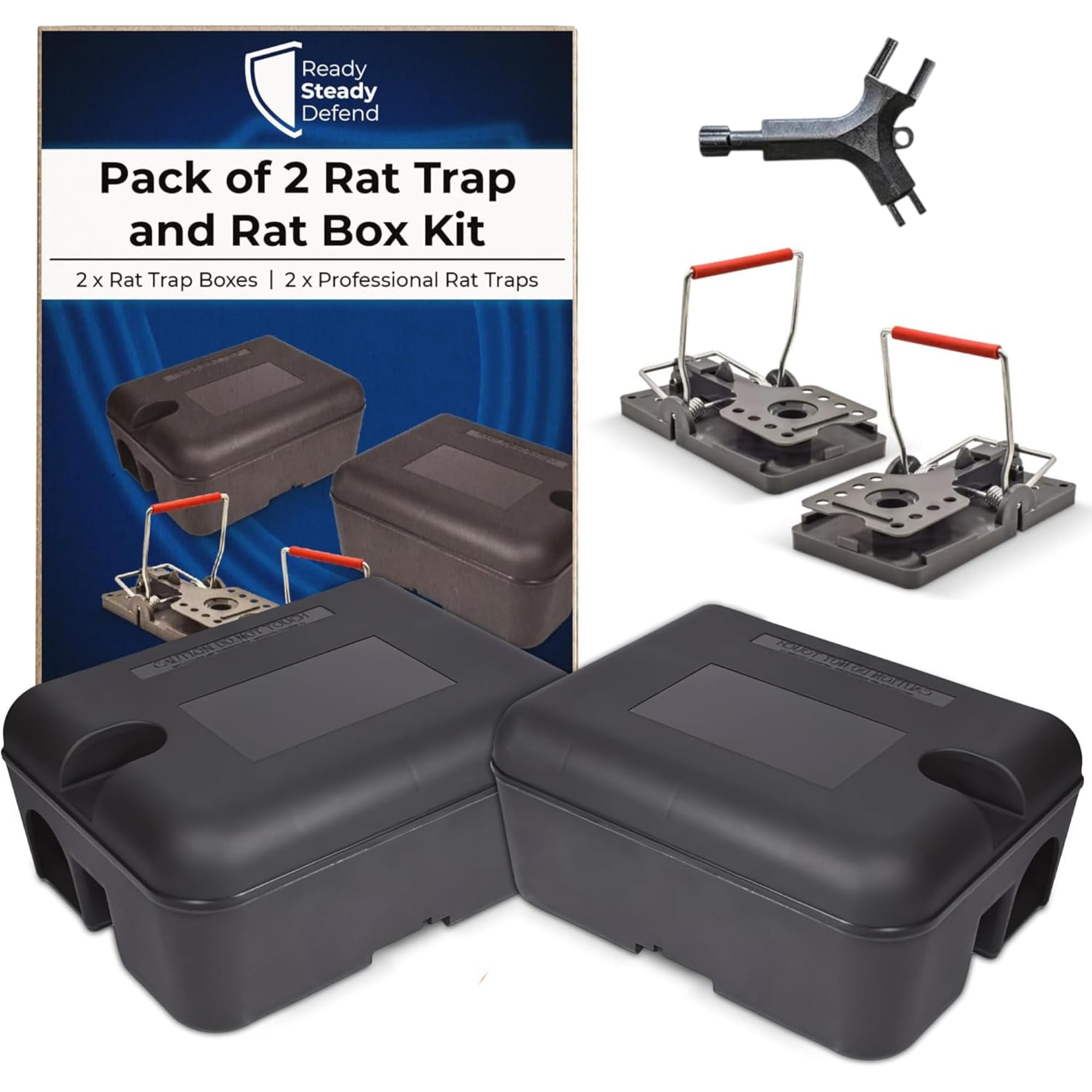 2 Rat Boxes & 2 Traps Kit