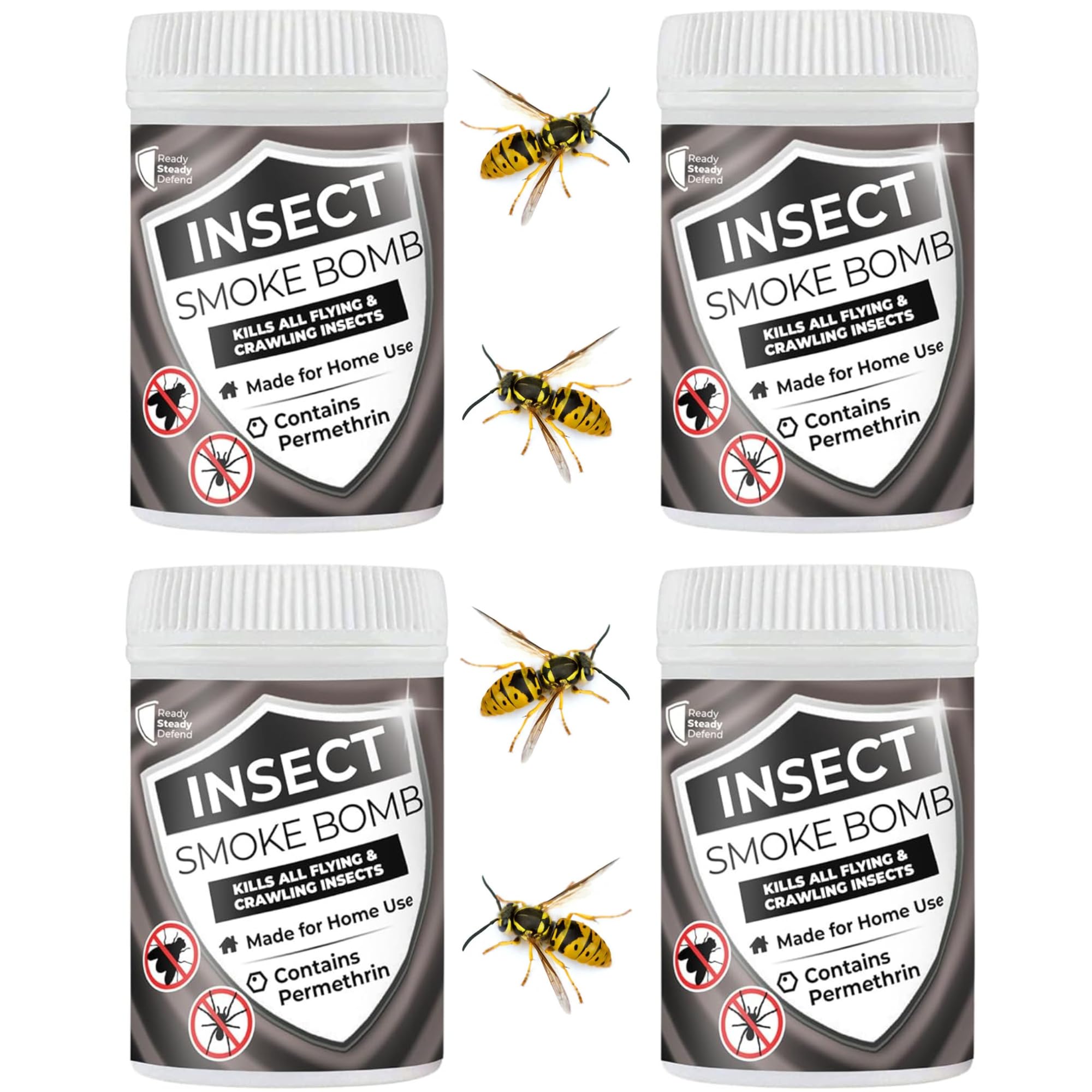 Wasp Smoke Bomb 4 Pack - Fast-Acting Formula, Comprehensive Coverage,
