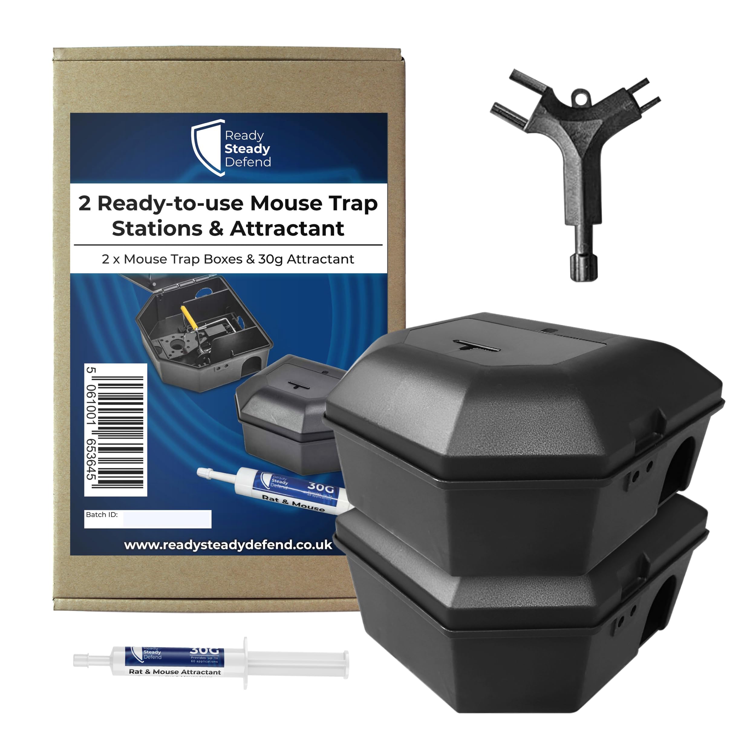 Mouse Trap Stations & Attractant - 2 Mouse Trap Boxes with 30g Attract