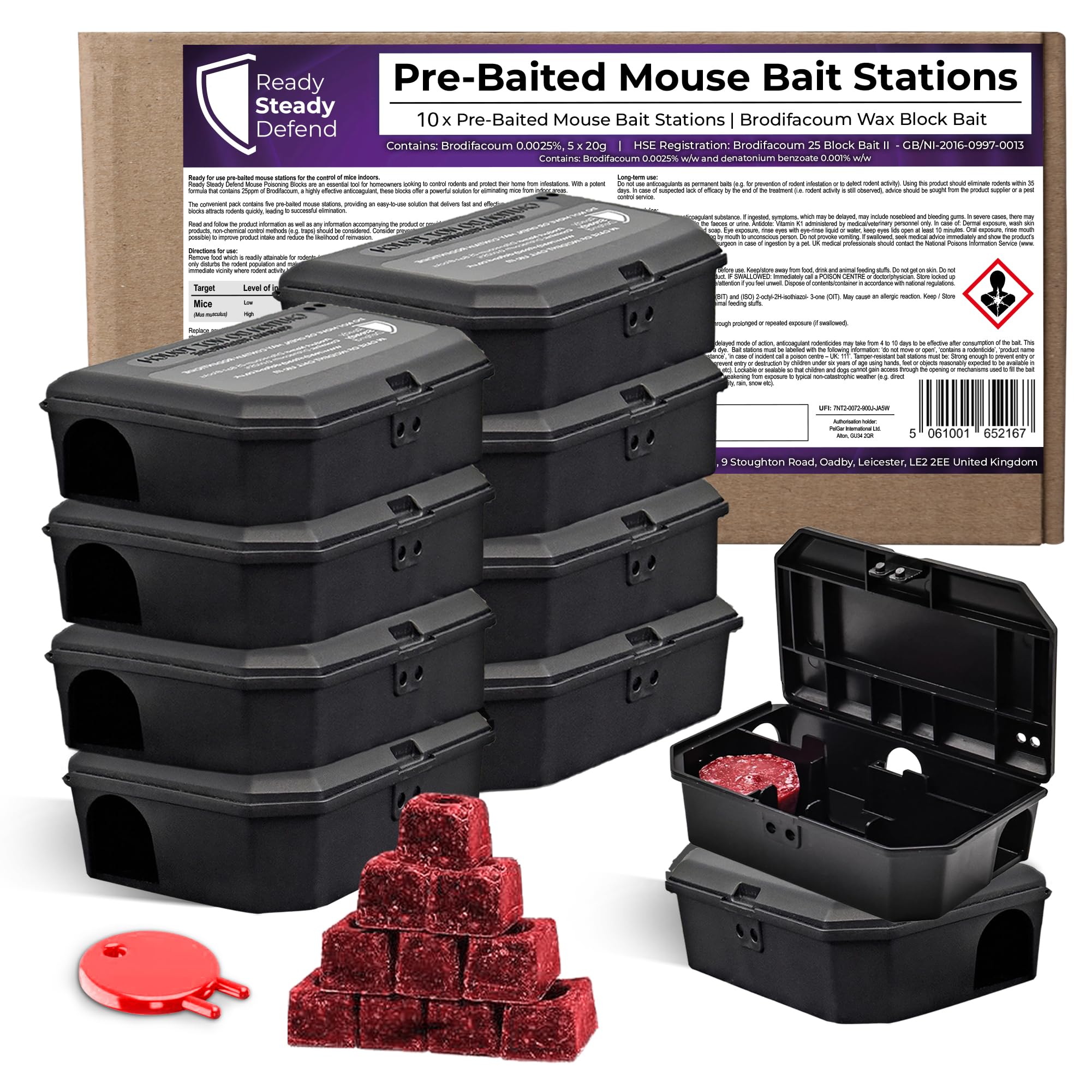 Pre-Baited Mouse Control Boxes (Pack of 10)