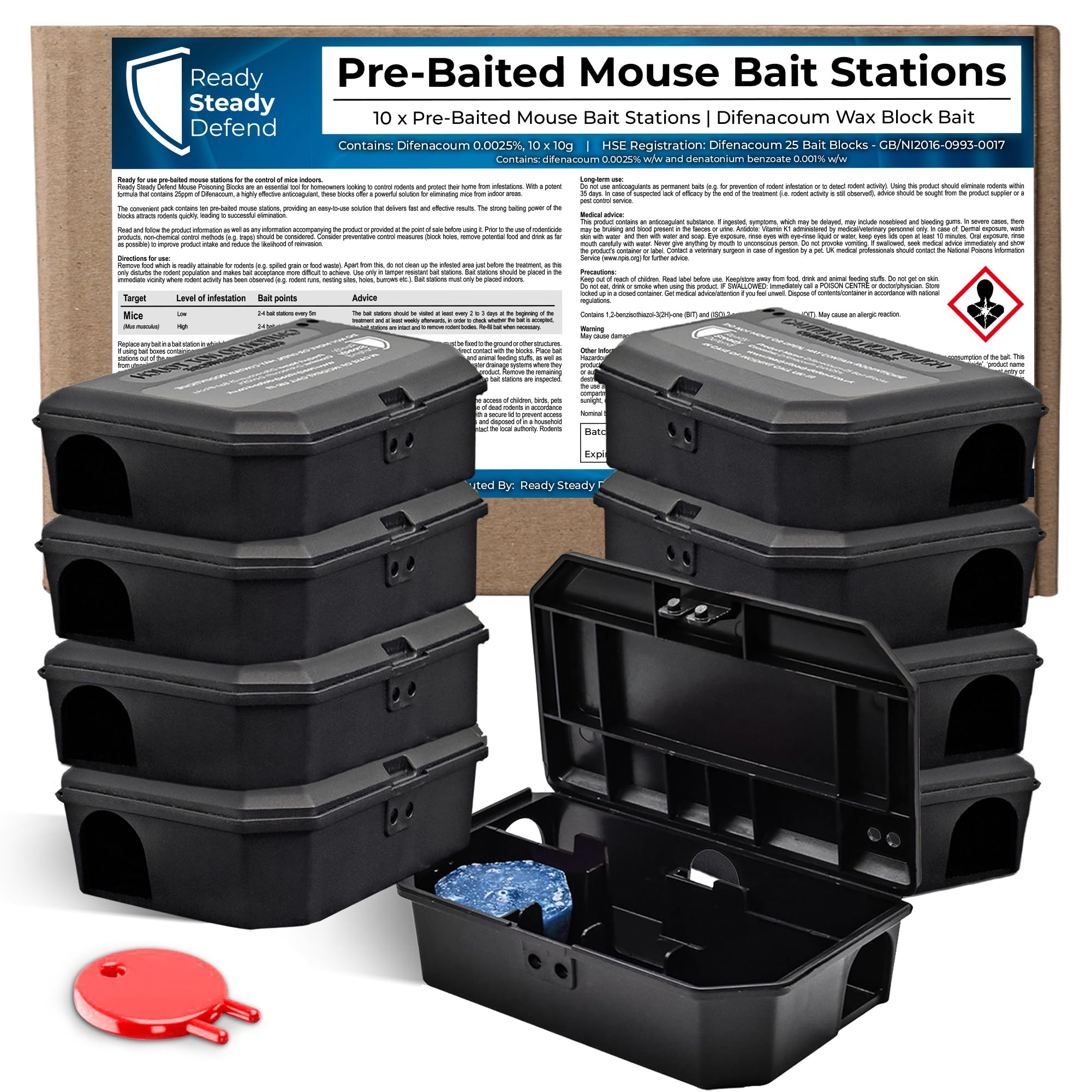 Pre-Baited Mouse Boxes (Pack of 10)