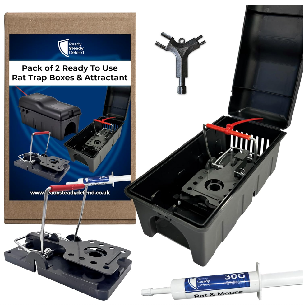 x2 Rat Boxes with x2 Traps & Bait Syringe - 30G